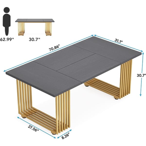 70.9" Modern Office Desk, White Gold Computer Desk Executive Desk - Bed ...