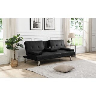 Leather Sofa Bed with Adjustable Reclining Backrest for Versatile Use ...