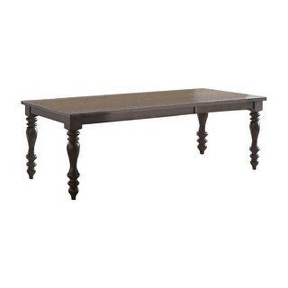 Wooden Dining Table with Molded Details and Turned Legs, Brown - Bed ...
