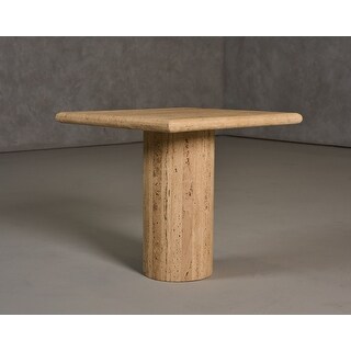 Modrest Fletcher Modern Travertine Marble 18" Tall End Table - Bed Bath ...