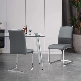 Modern Dining Chairs, PU Faux Leather High Back Upholstered Side Chair ...