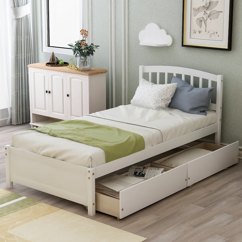 Combination Of Elegance And Modern Design Twin Platform Storage Bed