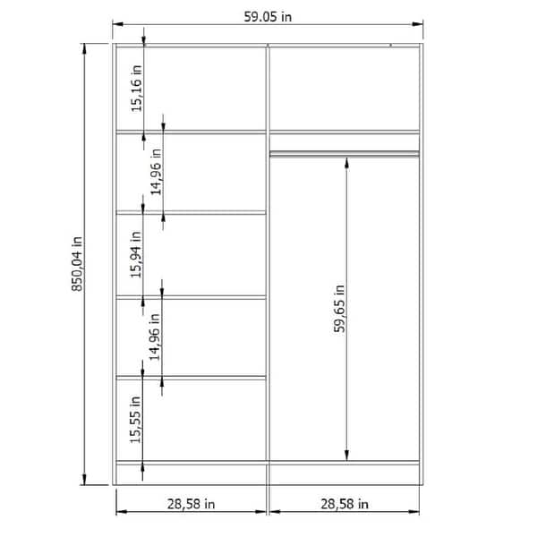 Brooklyn 59" Sliding Door Wardrobe Cabinet in White - 59 inches wide ...