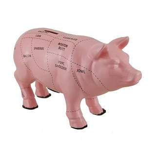 Pink Ceramic Pig Shaped Coin Bank Butcher Chart Piggy Bank - 6 X 10 X 3 ...