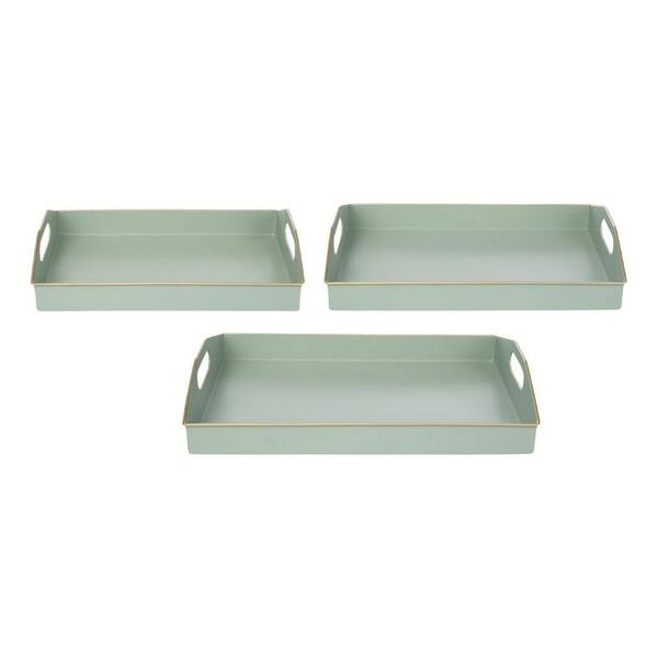 Transpac Metal Green Trays Set of 3 Home Decorations Spring - Bed Bath ...