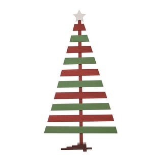 Transpac Wood 48 in. Multicolor Christmas Slats Outdoor Tree Decor ...