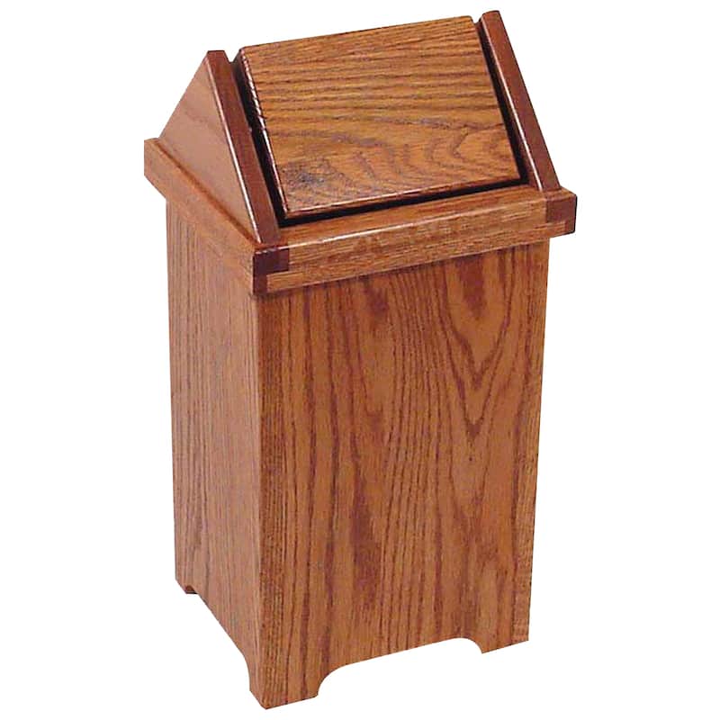 Oak Flip Top Trash Bin - Overstock - 25415834