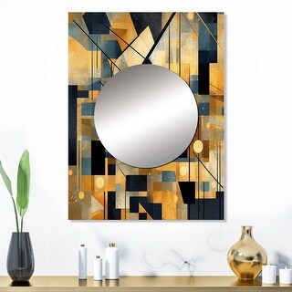 Designart "Gold Cubist Visions II" Cubism Mirror Gold - Modern Large ...