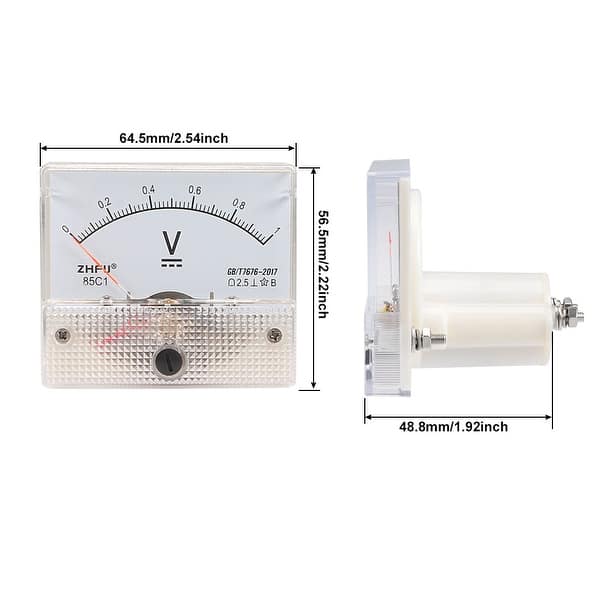 DC 0-1V Analog Panel Voltage Gauge Volt Meter 85C1 2.5% Error Margin ...