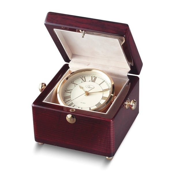 Curata Mahogany Finished Wood Treasure Chest Swivel Captains Clock with ...