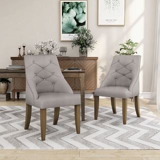 Weas Traditional Sliver Wood Tufted Dining Chairs by Furniture of ...