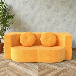 Folding Sofa Bed with Pillow, Twin Sleeper Floor Couch, Foam Futon Mattress Sofa for Living Room ...