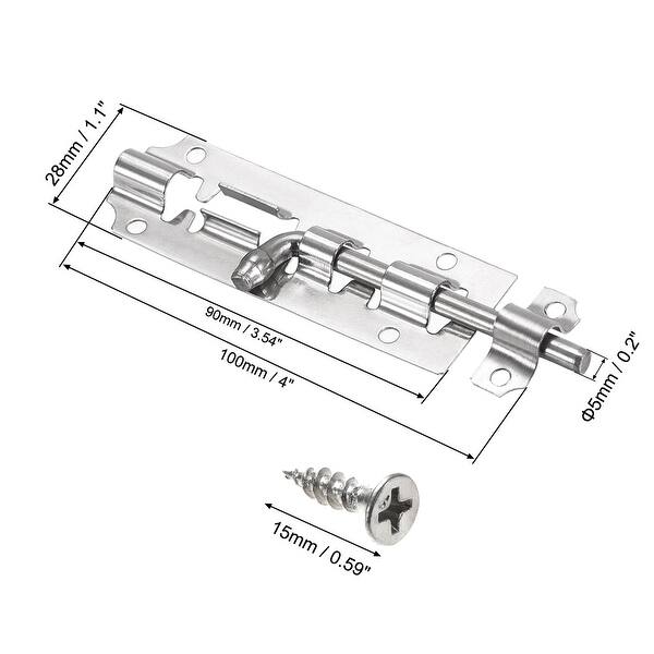 Door Slide Latch Lock 4-inch L-Shaped Polished Finish Security Barrel ...