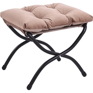 Folding Upholstered Footrest Stool, Modern Small Portable - Khaki - Bed ...