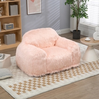 Fluffy Design Bean Bag Chair Lazy Sofa with High Density Foam Padded ...