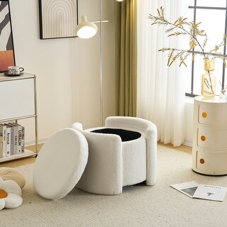 Boucle Storage Ottoman with Plush Upholstery And Hidden Storage - Bed ...