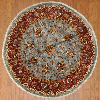 HERAT ORIENTAL Hand-Knotted Afghan Mamluk Wool Round Rug - 5'10" Round ...