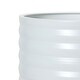 2-Piece Ribbed Metal Planter Pot With 3-Leg Black Metal Base - White ...