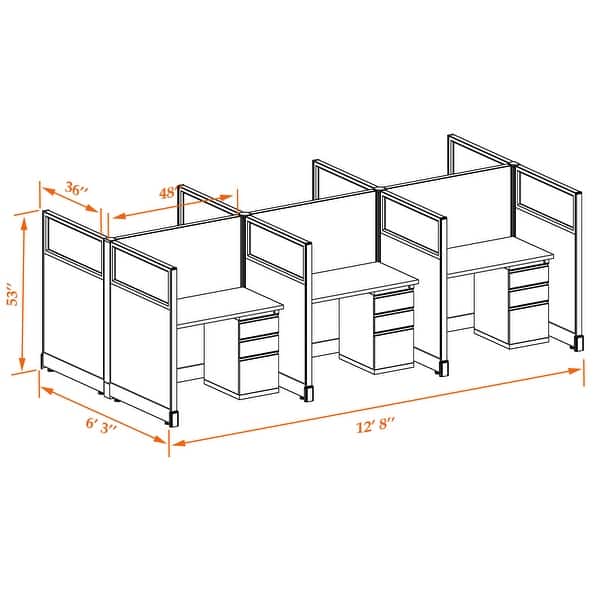 Cubicle Workstations 53H 6pack Cluster Unpowered - Bed Bath & Beyond ...