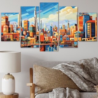 Designart "Pop Art Dubai Cityscape III" Cityscapes Multipanel Wall ...