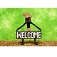 Wooden Handmade Primitive Tribal Statue Holding Welcome Sign Wall ...