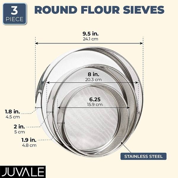 3-Piece Fine Mesh Sieve Strainer Set, Stainless Steel Professional ...