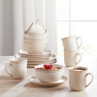 Classic Cream Stoneware 16-Piece Dinnerware Set - Bed Bath & Beyond ...
