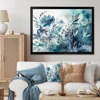 Designart "Green Leaf Veins Ii" Floral Leaves Framed Canvas Print - Bed ...