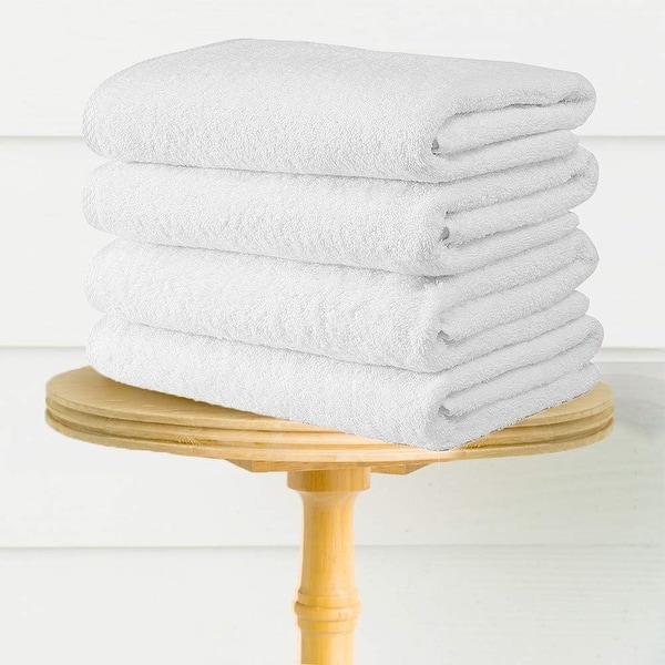 Classic Turkish Cotton White Bath Towel Set - Shower Towels Set of 4 ...
