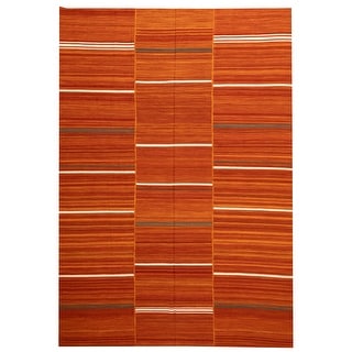ECARPETGALLERY Flat-Weave Boho Red Wool Kilim - 9'11 x 13'11 - Bed Bath ...