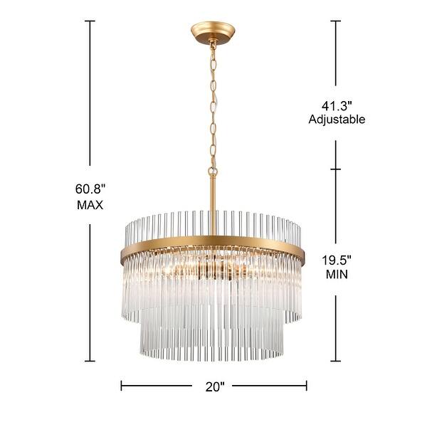 Casandra Glossy Bronze Two-Tier Crystal Glass Bar Round Chandelier - 20 ...