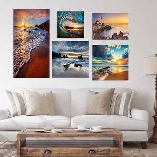 Designart - Coastal and Beach Collection - Coastal Wall Art set of 5 ...