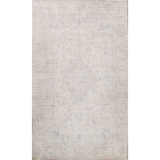 Floral Vintage Distressed Oriental Muted Area Rug Wool Hand-knotted - 9 ...