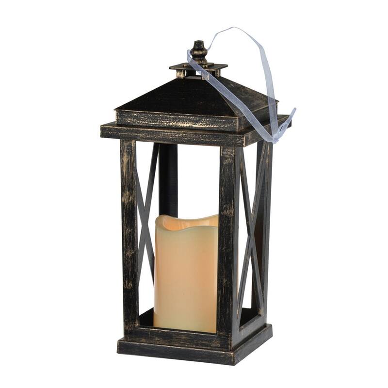Set of 2 Lantern with Led Candle - Overstock - 40239053