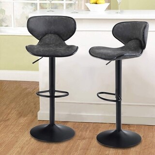 2PCS Metal Bar Stools Swivel Barstools with Back Support Adjustable ...