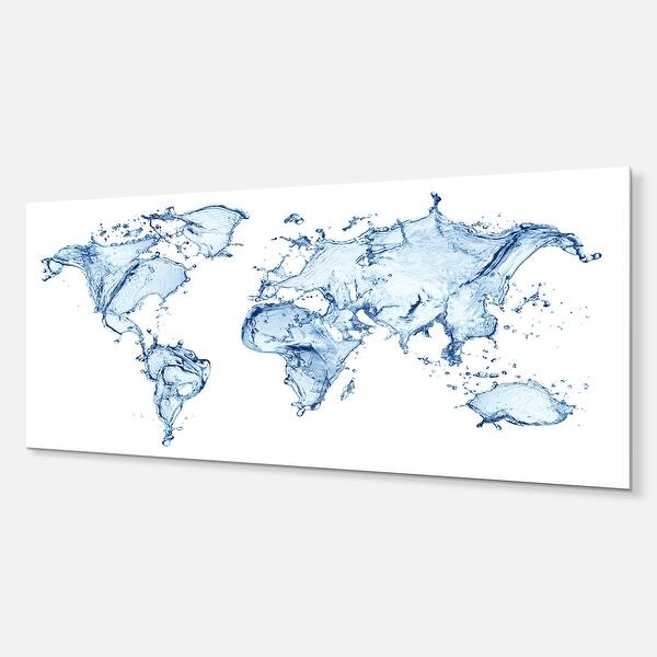 Designart 'World Map Water Splash' Map Digital Art Metal Wall Art - Bed ...
