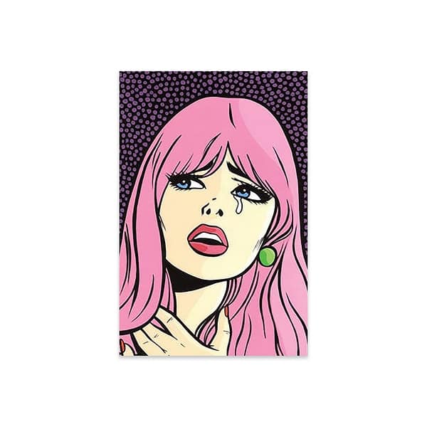 Pink Hair Crying Comic Girl Print On Acrylic Glass by Allyson Gutchell ...