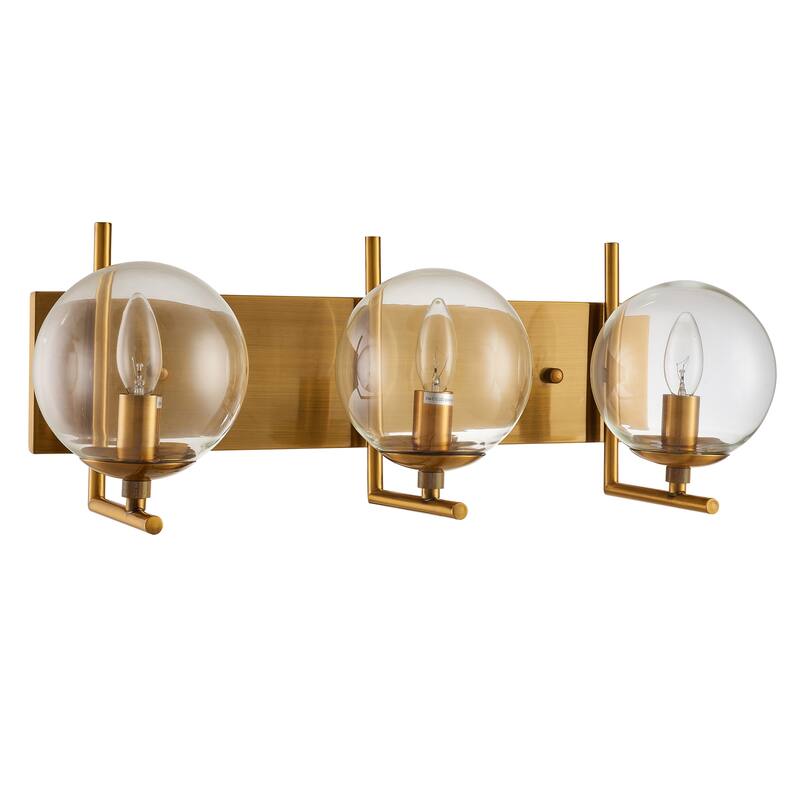 3 Light Gold Metal Wall Sconce with Clear Glass Shades - Overstock ...