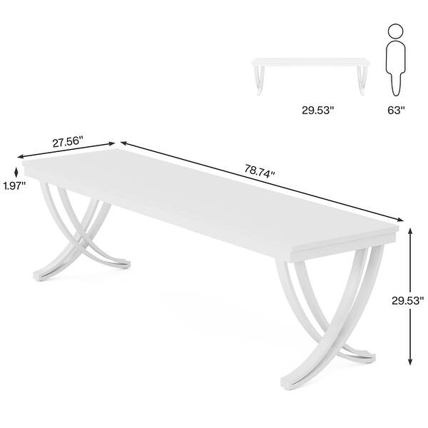 78.74" Extra Long Double Computer Desk with Unique Metal Legs for Home ...