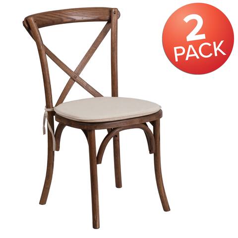 2 Pk. Stackable Wood Cross Back Chair with Cushion - On Sale ...