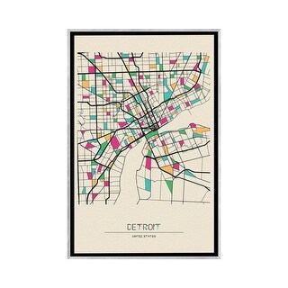 iCanvas "Detroit, Michigan Map" by Ayse Deniz Akerman Framed - Bed Bath ...