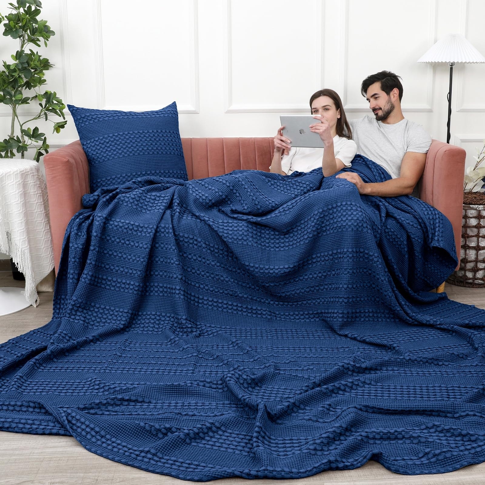 bed throw blankets blue
