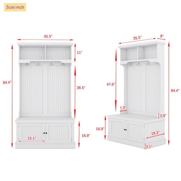 Modern Hall Tree With Storage Shoe Bench 4 In 1 Design Coat Racks And