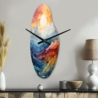 Designart - Colorful Mountains Sharp Peaks III - Mountains Wall Clocks ...