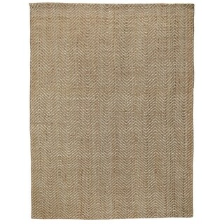 Lenn 8 x 10 Handspun Area Rug, Herringbone Woven Pattern, Brown, Ivory ...