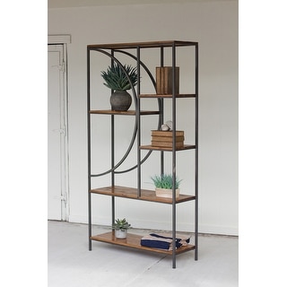 Wood and Metal Shelving Unit with Demilune Detail - 76-inch Tall - Bed ...