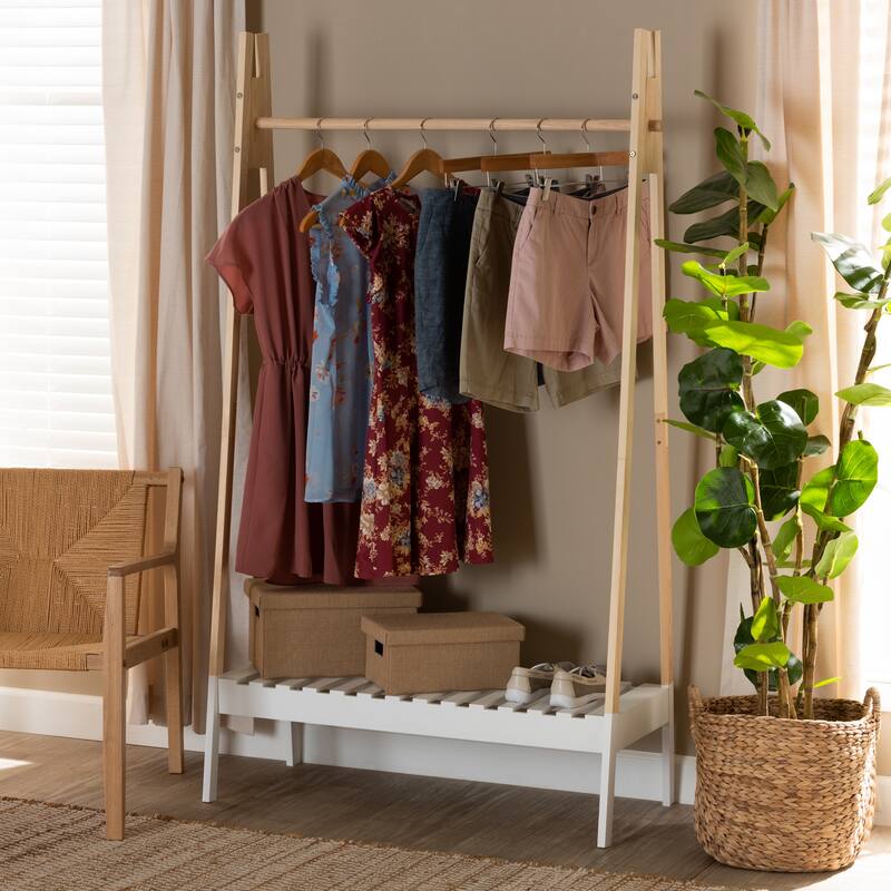 Raylyn Modern and Contemporary Freestanding Wood Coat Hanger-White ...