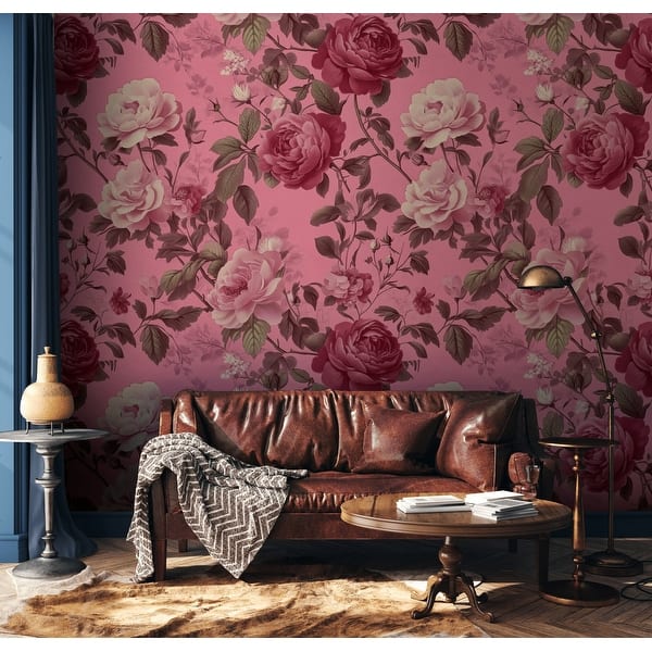 rose patterned wallpaper