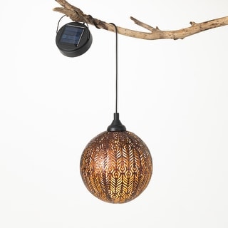 6" Hanging Sphere Solar Light, Copper - Bed Bath & Beyond - 37008555