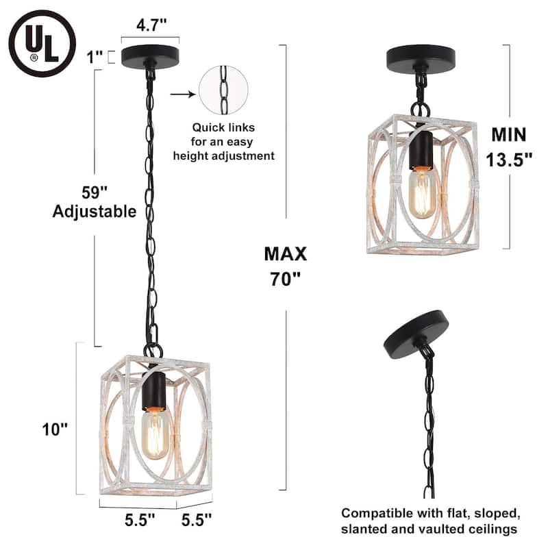 Farmhouse 1-Light Mini Pendant Lights for Kitchen Island - L5.5" x W5.5 ...